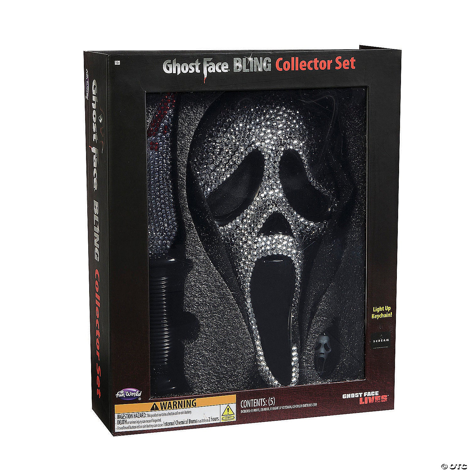 Ghostface® Bling Mask, Knife & Light-Up Keychain Collectible Box Set ...