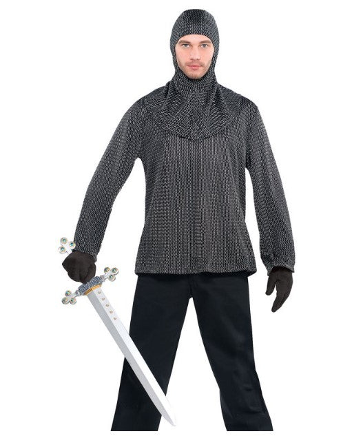 Knight Chainmail Tunic and Cowl - Silver - Costume - Adult - One Size ...