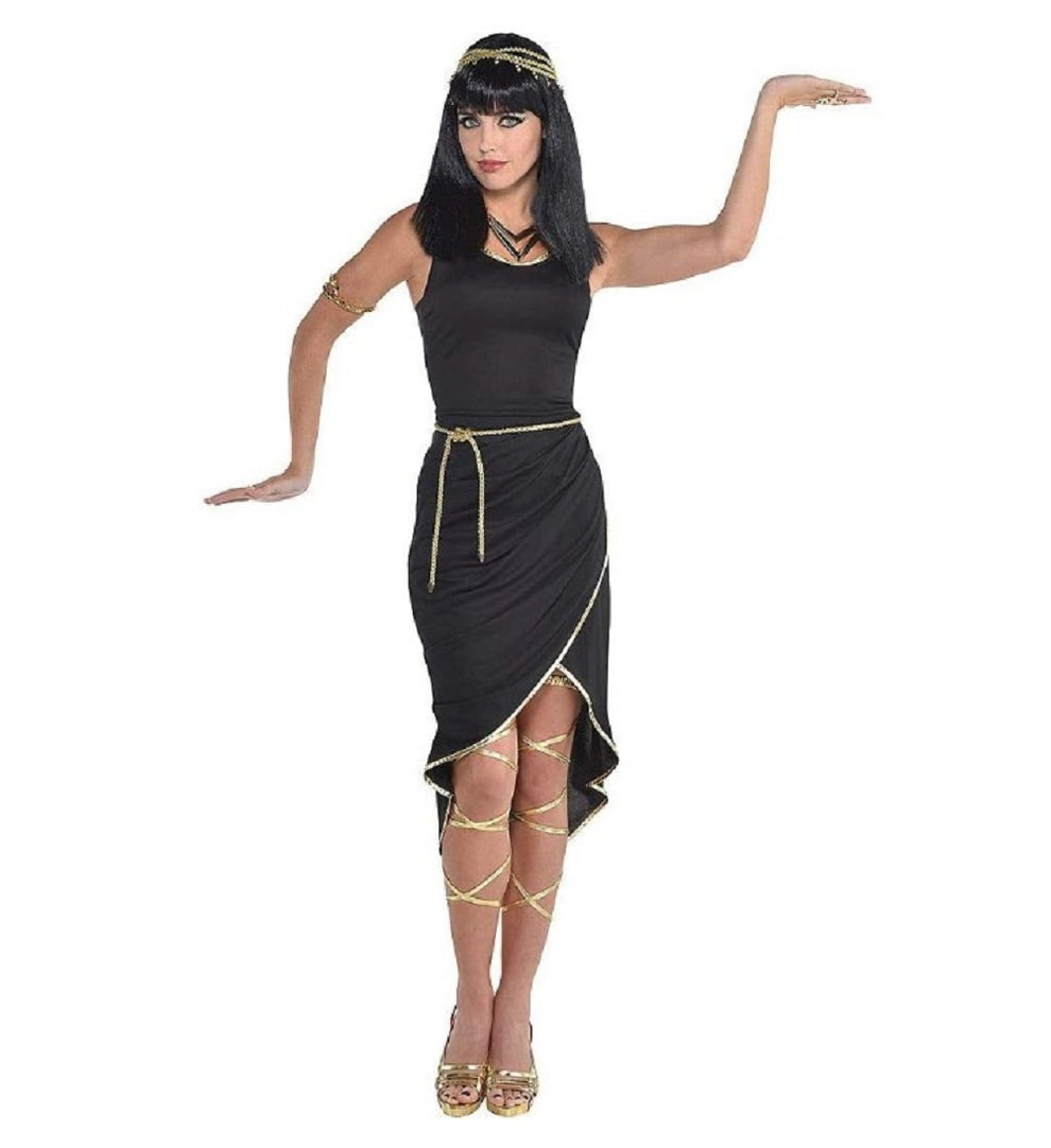 Cleopatra - Egyptian Goddess - Toga - Black/Gold - Costume - Women - S ...